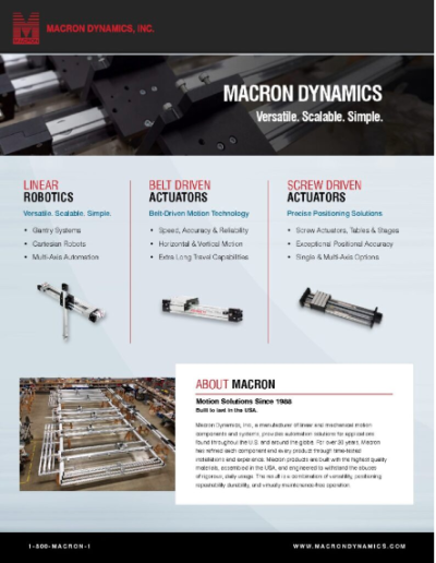Product Catalog Macron Dynamics, Inc. - Trol-Mation